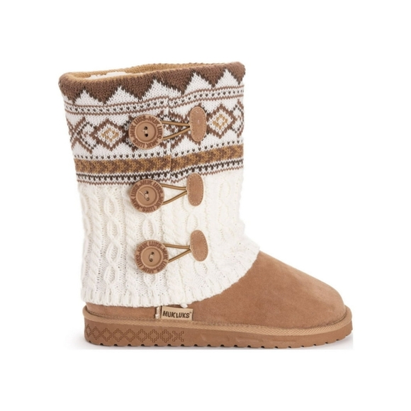 Muk Luks | Shoes | Muk Luks Cheryl Fur Lined Boots Camel Geo Cable Faux ...